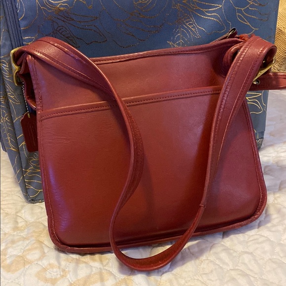 Coach | Bags | Coach Red Leather Shoulder Bag With Classic Design ...